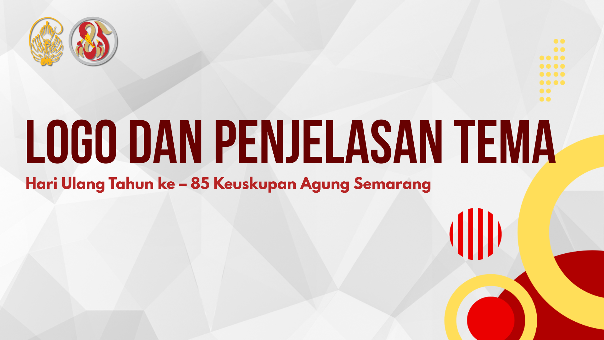 Logo dan Penjelasan Tema HUT 85 KAS - Keuskupan Agung Semarang